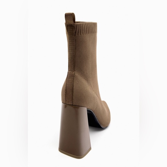 Zara | Shoes | Zara Fabric Ankle Boots With Geometric Heel | Poshmark